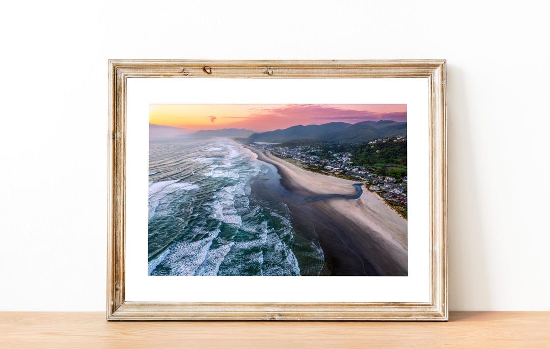 Rockaway Beach Sunset Photo Oregon Coast Photography Print Aerial ...