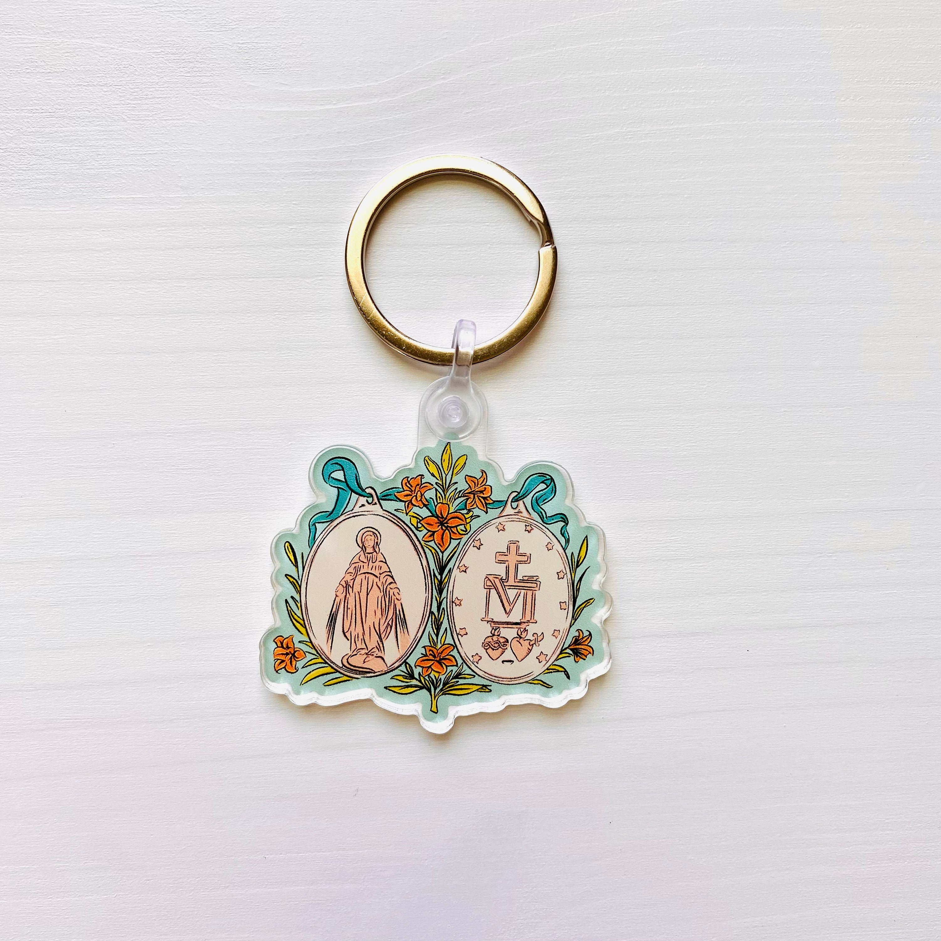 Miraculous Medal Keychain Catholic Keychain Marian Key - Etsy
