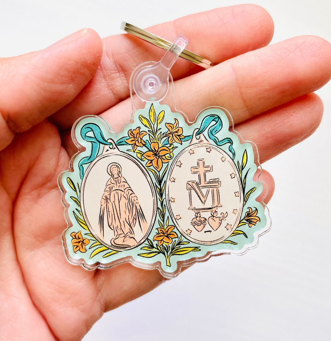 Miraculous Medal Keychain - Catholic Keychain - Marian Key Chain - Etsy