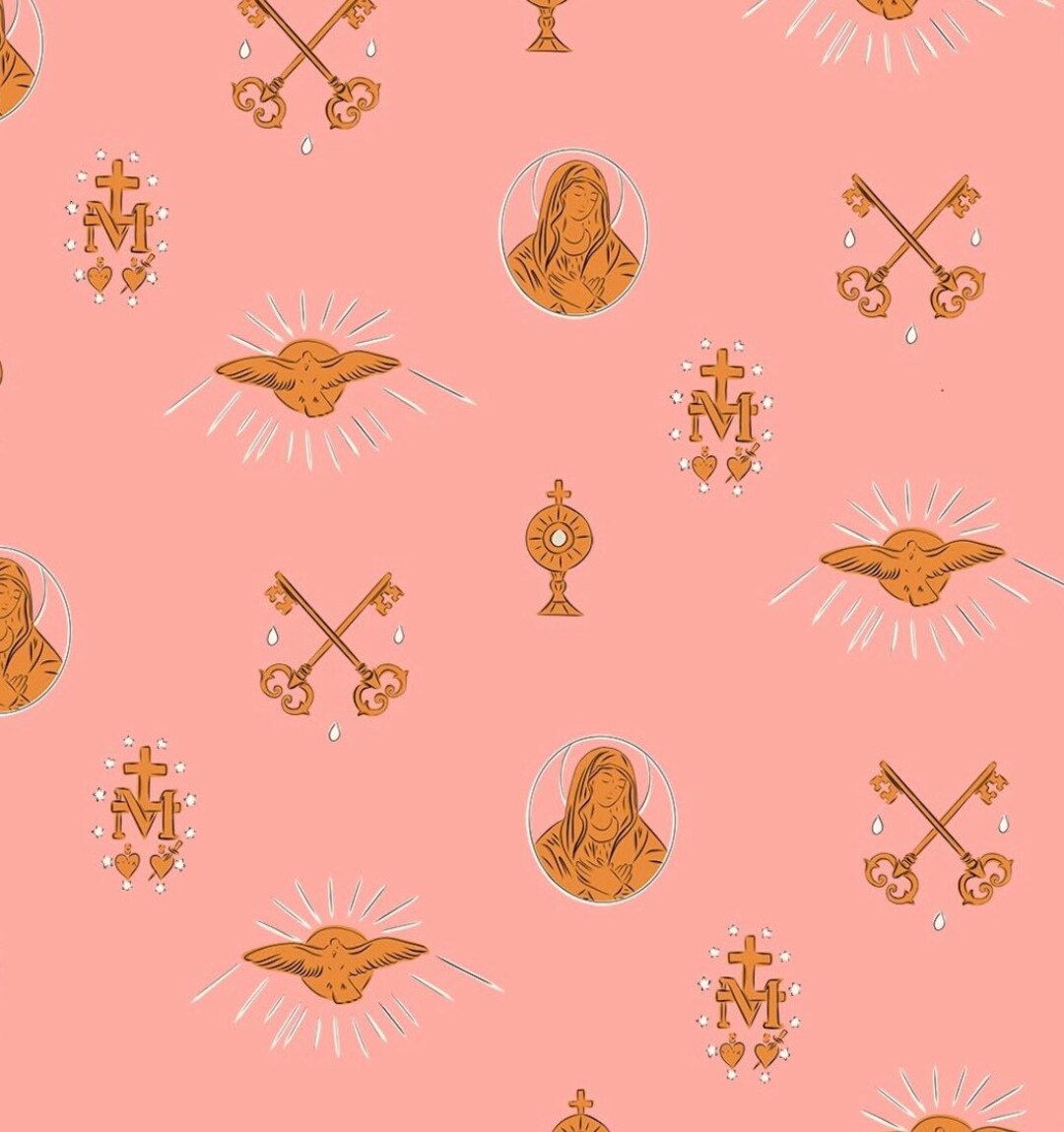 Marian Wrapping Paper Sheets - Catholic Gift Wrap, Hand Drawn (5 Sheets ...