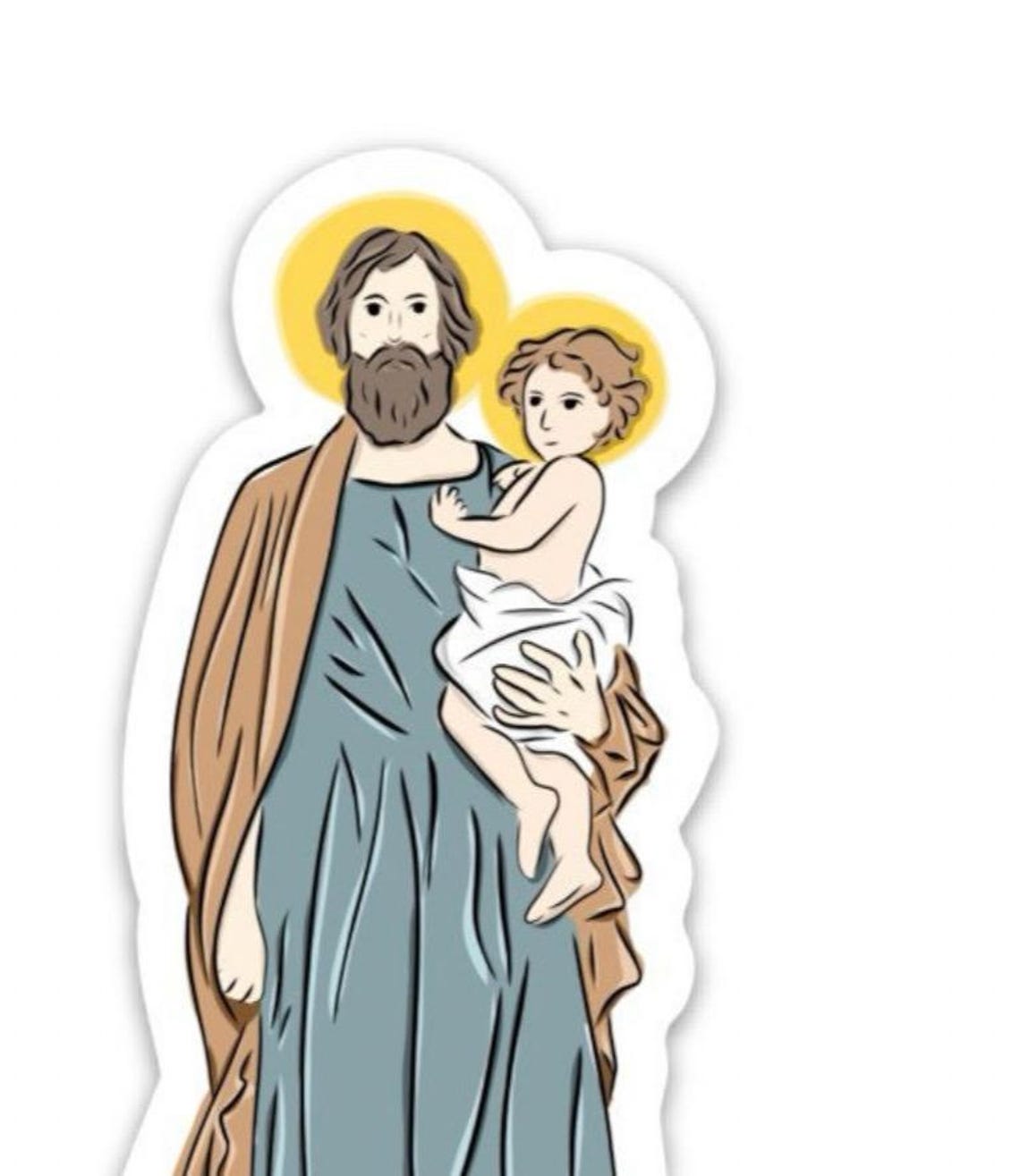 St Joseph Sticker - Saint Joseph and Baby Jesus Sticker - Catholic ...