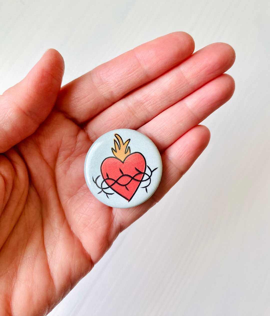 Sacred Heart Pin - Catholic Pin - Catholic Gift - Etsy