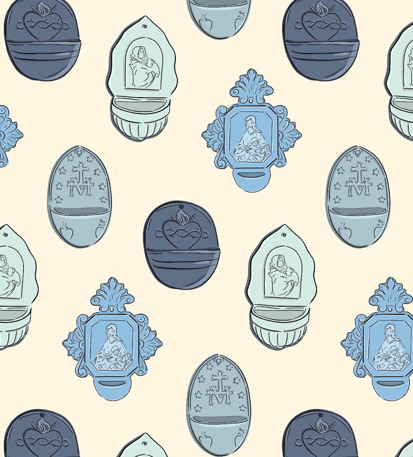 5 Catholic Holy Water Font Christmas Wrapping Paper Sheets - Christian ...