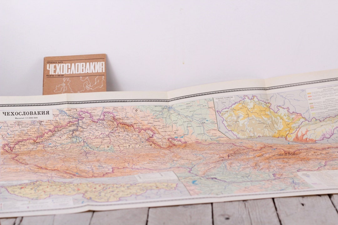 Vintage Czechoslovakia Geographical Map 1980's, Printed in USSR - Etsy