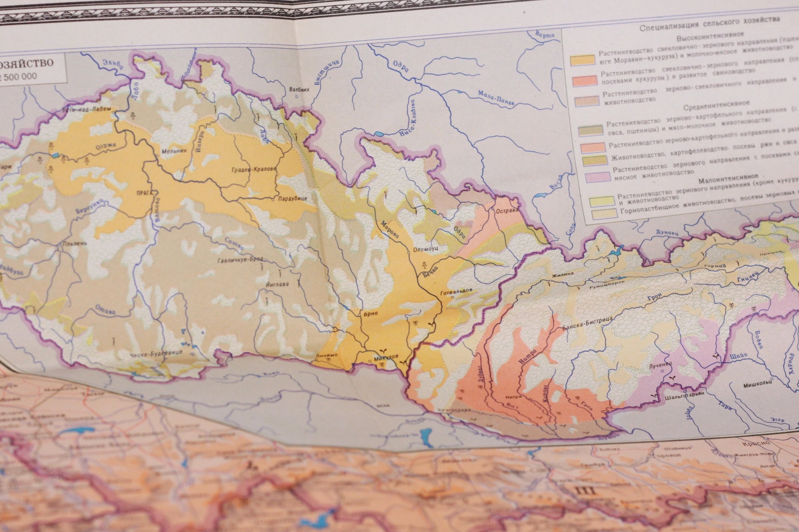 Vintage Czechoslovakia Geographical Map 1980's, Printed in USSR - Etsy