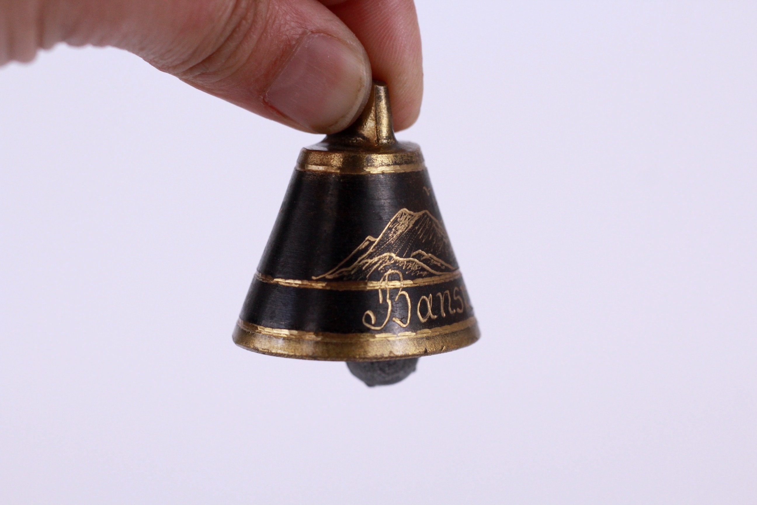 Vintage Decorative Small Brass Bell, Handmade Rustic Bell, Engraved ...