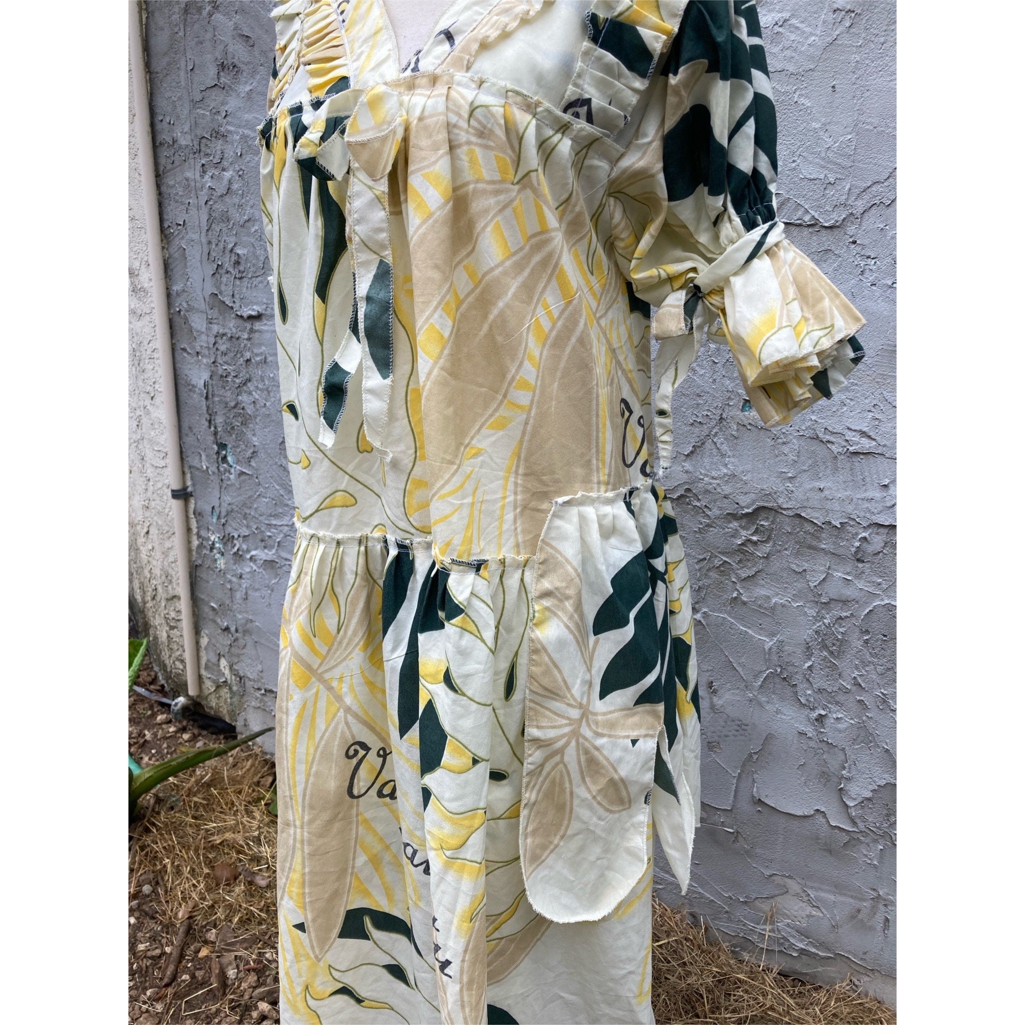 Handmade Vintage Vanuatu Dress - Unique, One of a Kind, Tropical Ruffle ...