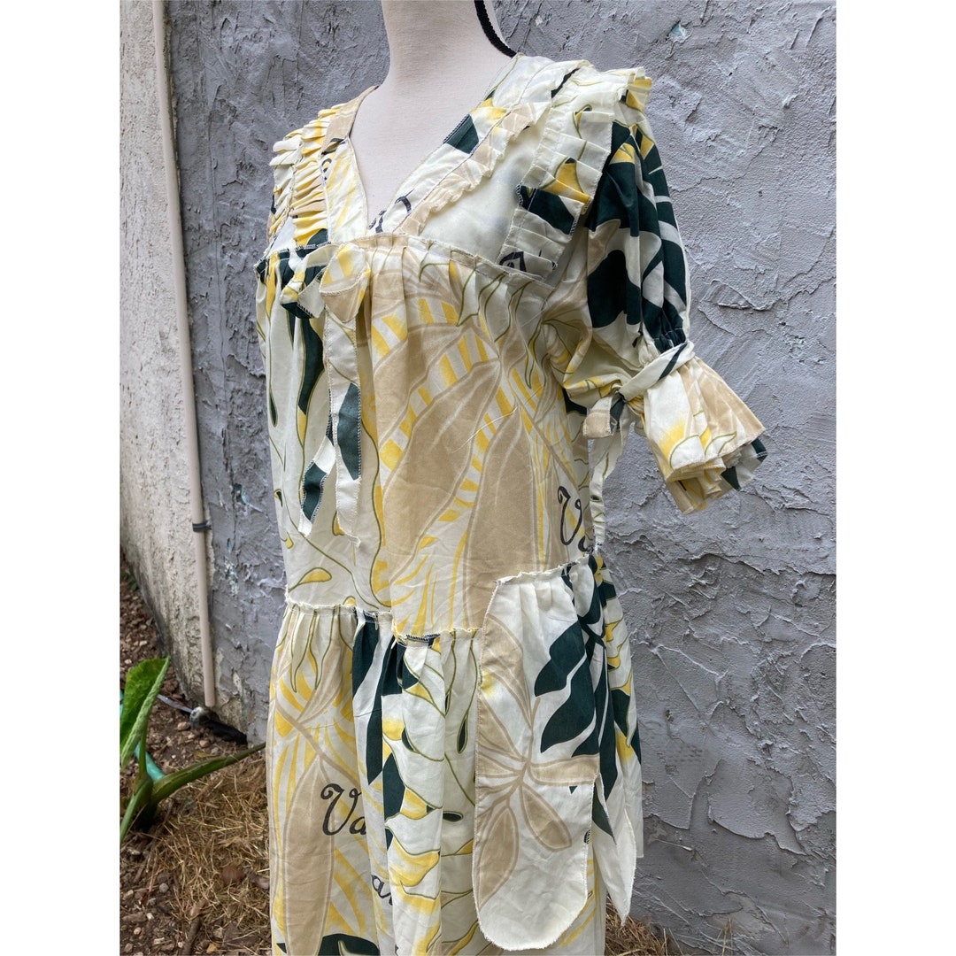 Handmade Vintage Vanuatu Dress - Unique, One of a Kind, Tropical Ruffle ...