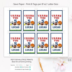 All Star Sports Birthday Party Invitation + Favor Tag Digital Template ...