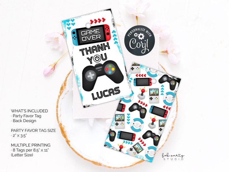 Gamer Birthday Party Favor Tag Digital Template Online Gaming - Etsy