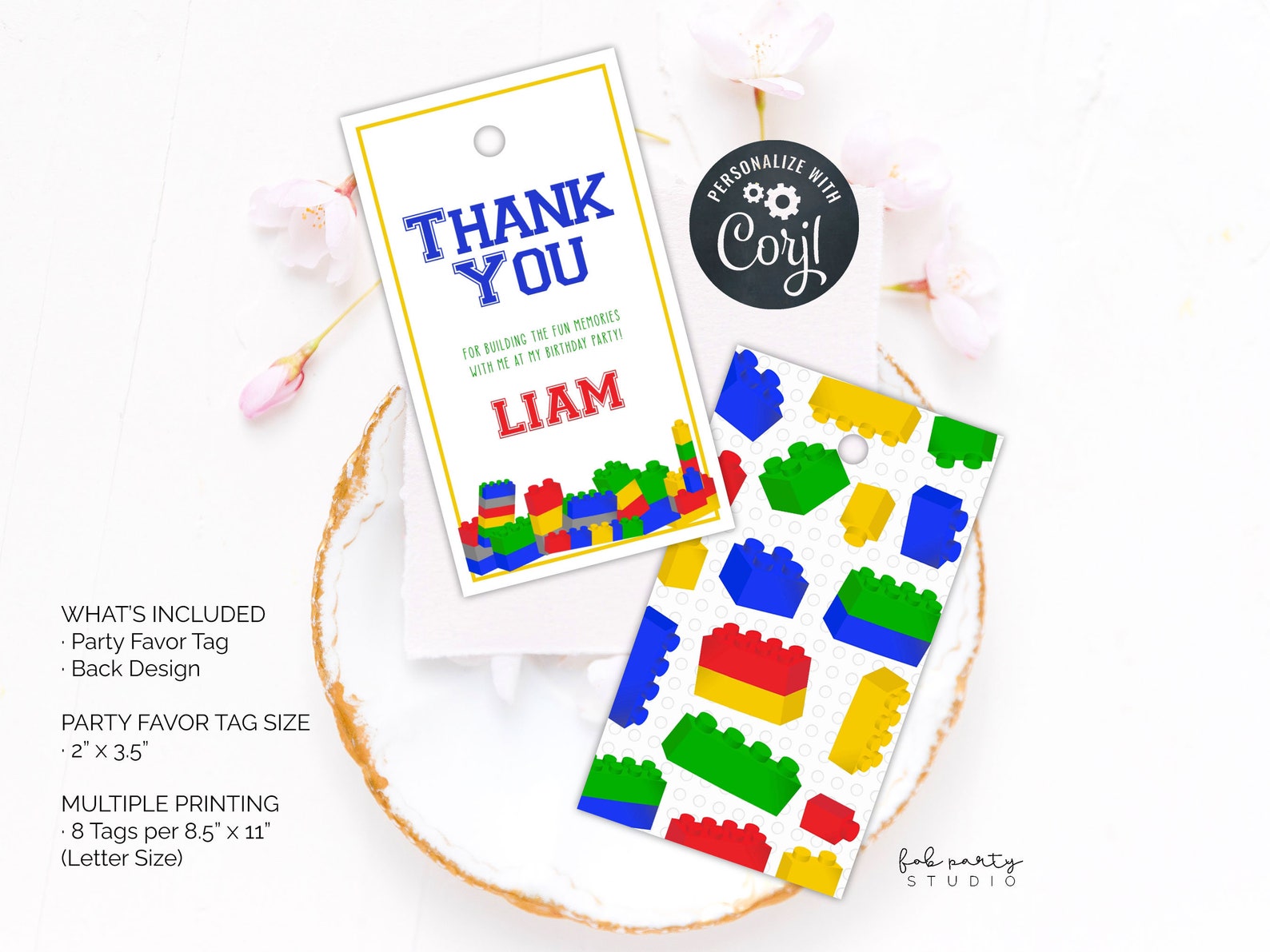 Building Blocks Birthday Party Favor Tag Template Brick Toys - Etsy