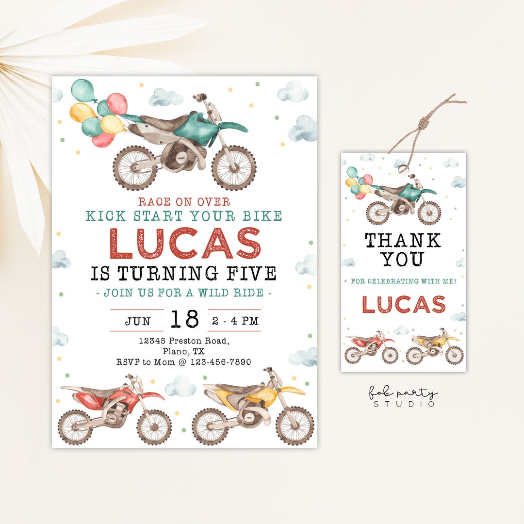 Editable Dirt Bike Birthday Invitation Motocross Party Printable Boys ...