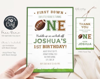 Football First Down Birthday Party Invitation Template - Etsy