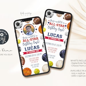 Sports Birthday Party Invitation Digital Template | All Star Game ...