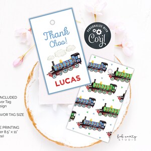Train Birthday Party Favor Tag Digital Template | Vintage Toy Train ...