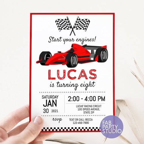 Race Car Party Ticket Invitation Template Racing Car - Etsy Australia