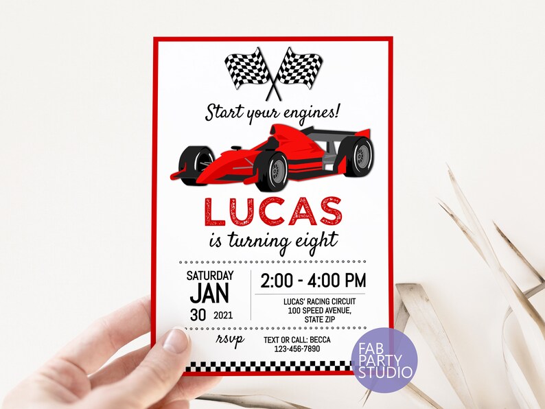 Race Car Minimalist Birthday Party Invitation Speed Racing - Etsy