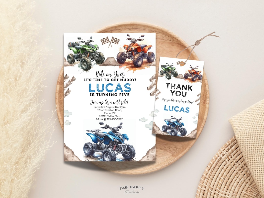 ATV Birthday Invitation + Favor Tag | Dirt Bike Party Printable ...