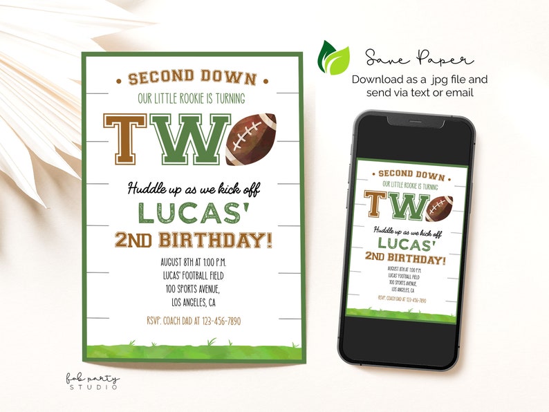 Football Second Down Birthday Party Invitation Thank You - Etsy