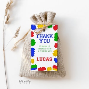 Building Blocks Birthday Party Favor Tag Digital Template Brick Toys ...