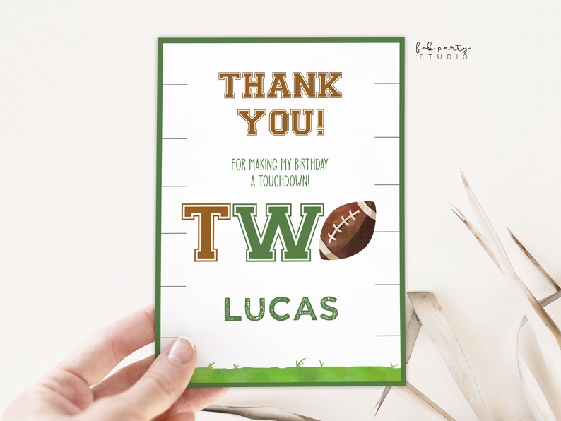 Football Second Down Birthday Party Invitation Thank You - Etsy