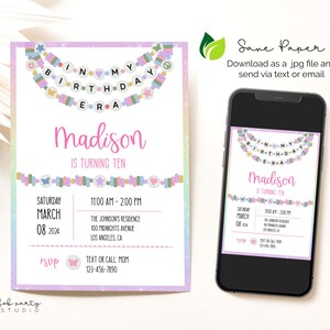 Editable Friendship Bracelet Party Invitation & Favor Tag | Girls ...