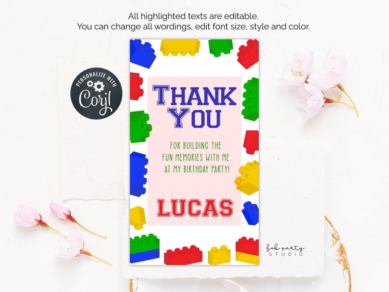 Building Blocks Birthday Party Favor Tag Digital Template - Etsy