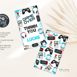 Video Game Party Favor Tags | Editable Gamer Birthday Party Tags ...