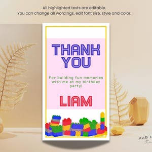 Building Blocks Birthday Party Favor Tag Template | Brick Toys Loot Bag ...