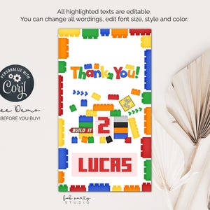 Building Blocks Birthday Invitation Thank You Card Favor Tag Bundle Toy ...