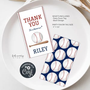 Minimalist Baseball Birthday Party Favor Tag | Editable Sports Game ...