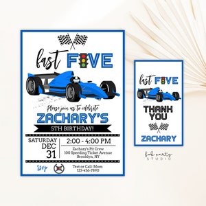 Race Car Fast Five Birthday Party Invitation Favor Tag - Etsy