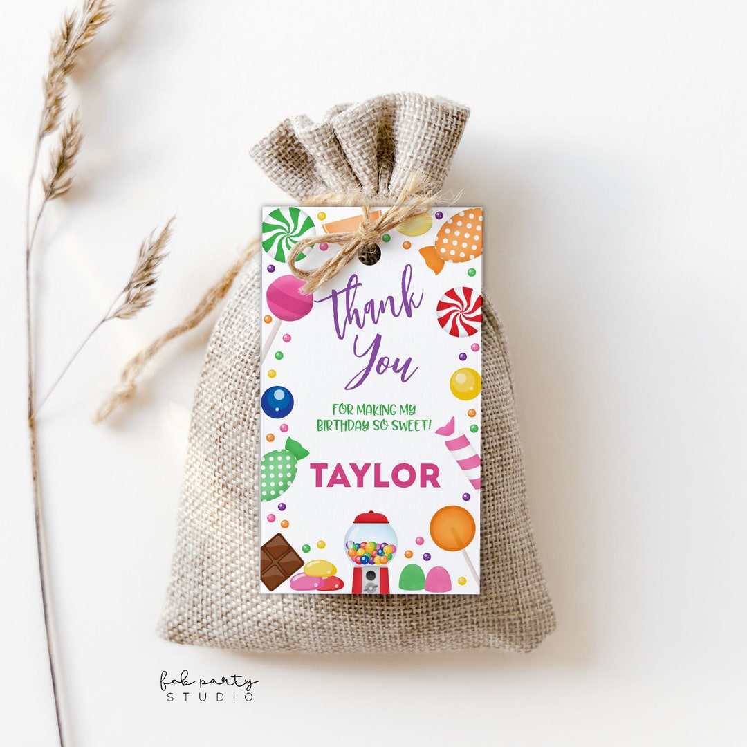 Candy Land Birthday Party Favor Tag Template, Girl Candy Sweets Loot ...