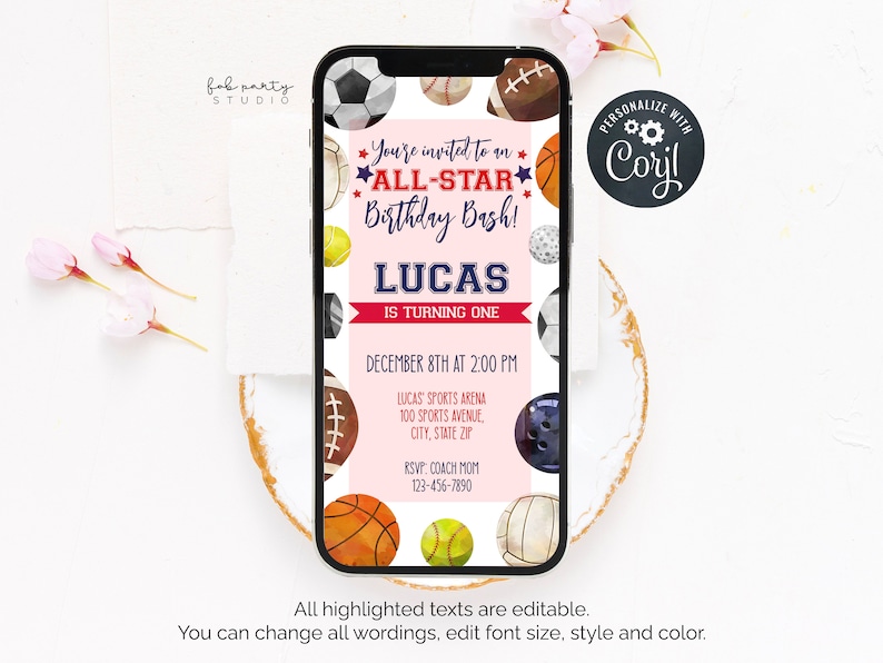 Sports Birthday Party Invitation Digital Template All Star - Etsy