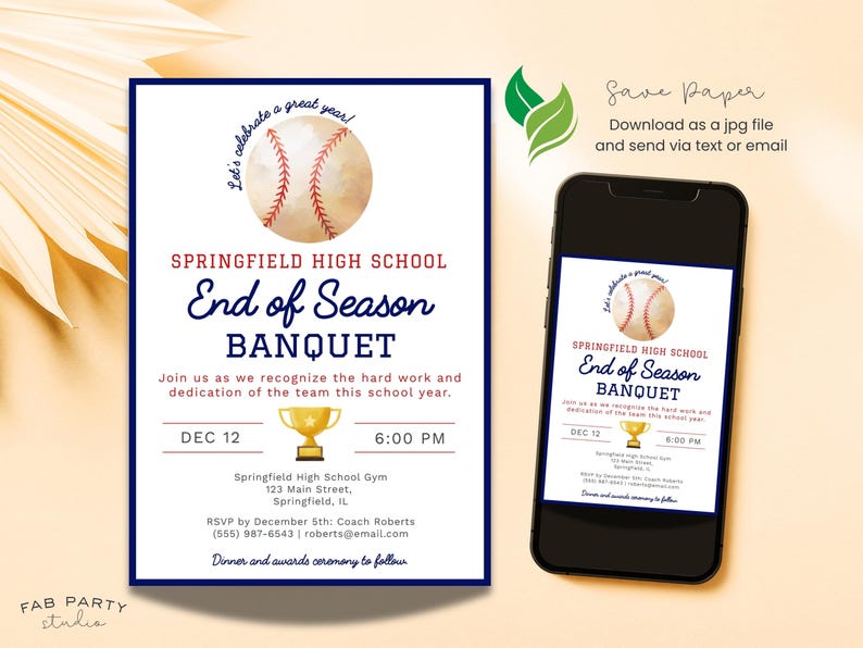 Baseball Banquet Invitation | Editable Sports Banquet Flyer | End of ...