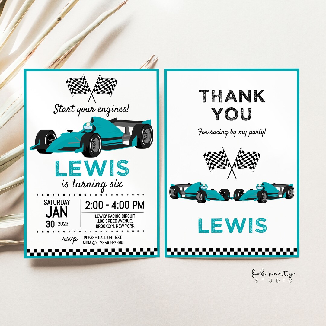 Race Car Birthday Invitation + Thank You Card | Speed Racer Editable ...