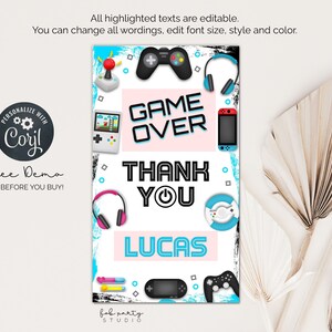 Video Game Party Favor Tags | Editable Gamer Birthday Party Tags ...
