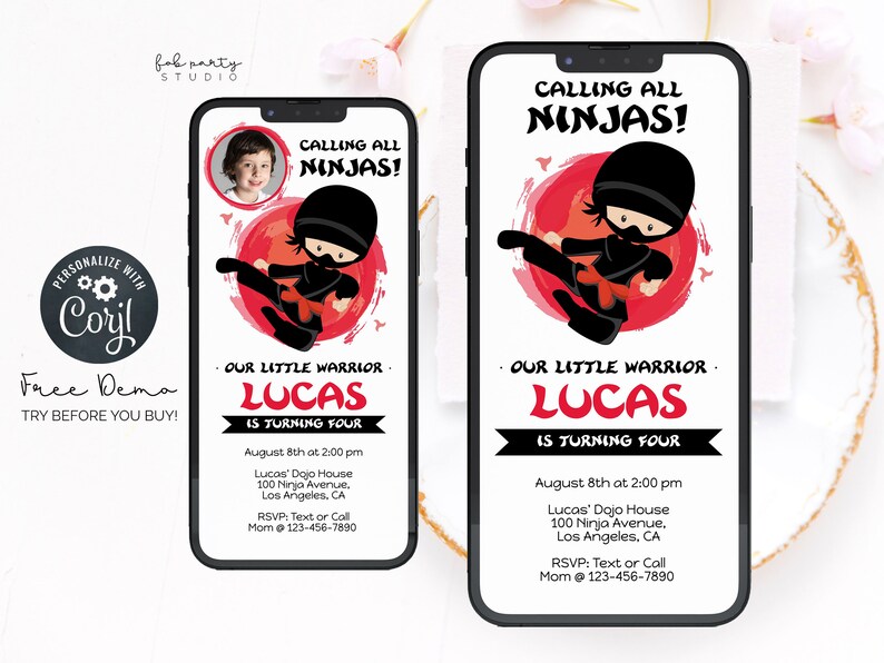 Ninja Kid Birthday Party Invitation Template Black Ninja - Etsy
