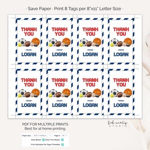 Sports Ball Games Birthday Party Invitation + Favor Tag Digital ...