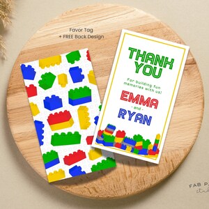 Building Blocks Joint Birthday Invitation + Favor Tag | Editable Toy ...