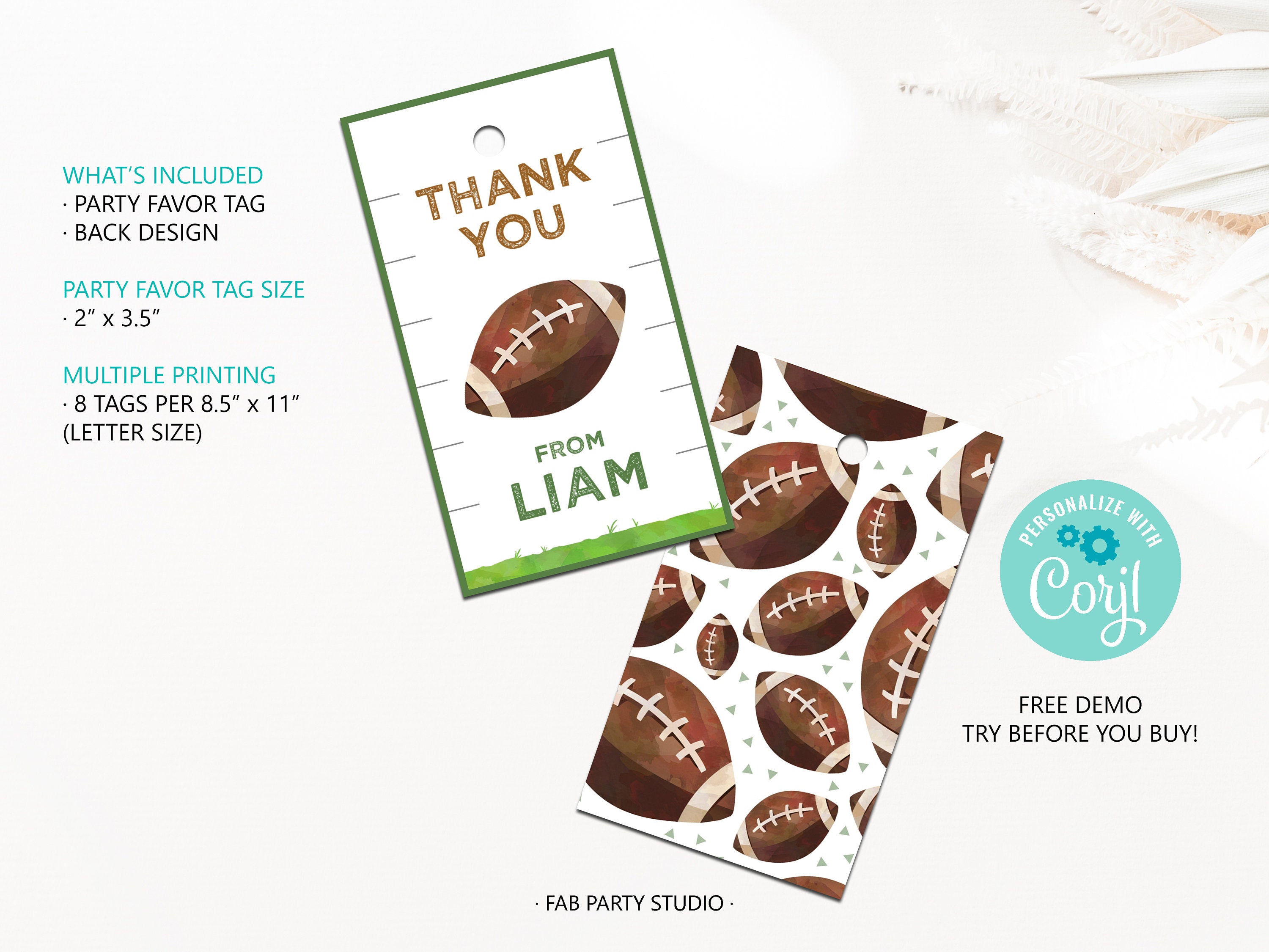 Football Game Birthday Party Favor Tag Soccer Editable Loot - Etsy