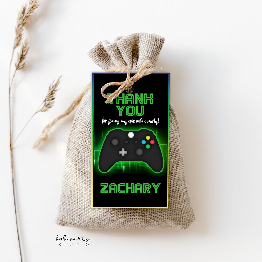 Gamer Birthday Party Favor Tag Template, Online Gaming Loot Gift Bag ...