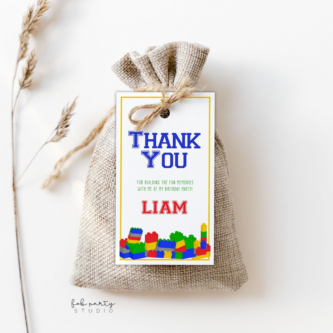 Building Blocks Birthday Party Favor Tag Template | Brick Toys Loot Bag ...