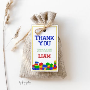 Building Blocks Birthday Party Favor Tag Template | Brick Toys Loot Bag ...