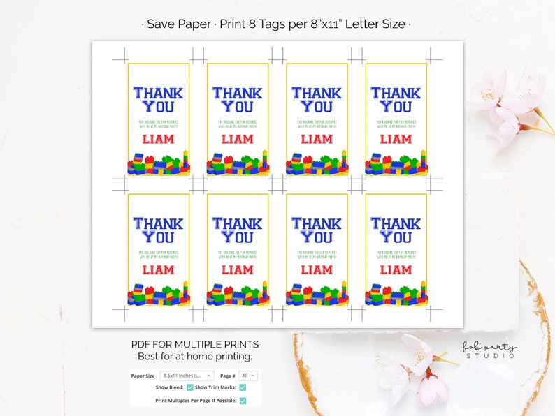 Building Blocks Birthday Party Favor Tag Template Brick Toys - Etsy