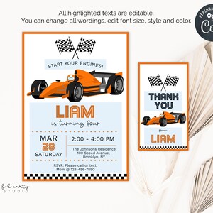 Race Car Birthday Party Invitation + Favor Tag Digital Template ...