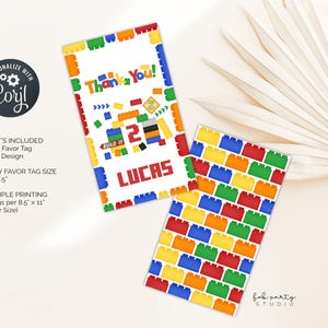 Building Blocks Birthday Invitation Thank You Card Favor Tag Bundle Toy ...