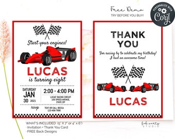 Red Car Invitation - Etsy