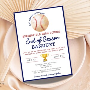 Baseball Banquet Invitation | Editable Sports Banquet Flyer | End of ...