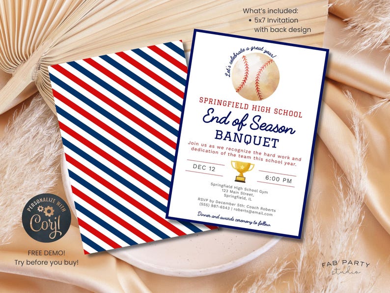 Baseball Banquet Invitation | Editable Sports Banquet Flyer | End of ...